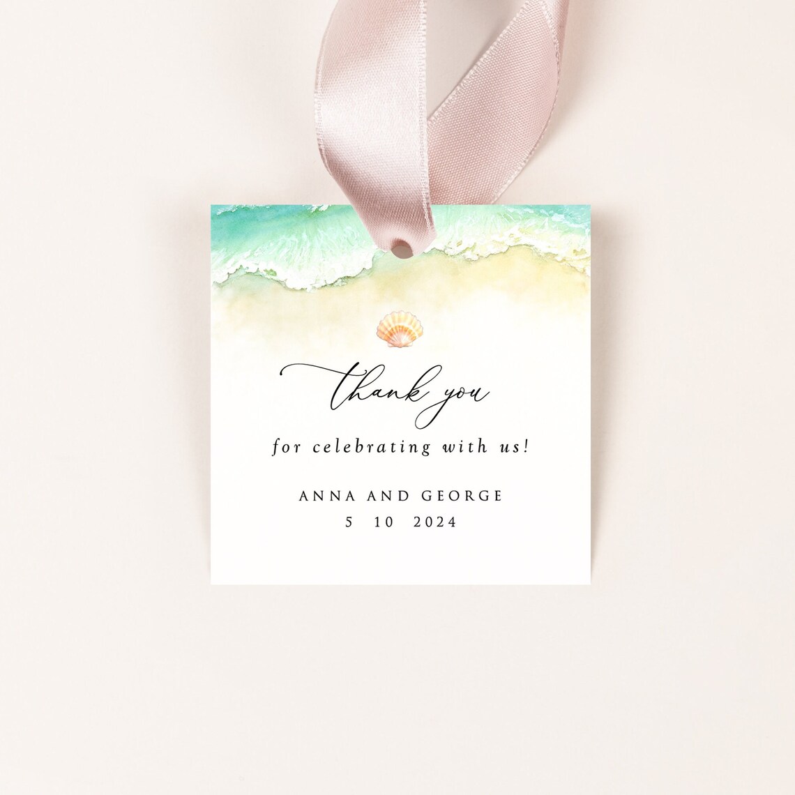 Beach, Sea Shell Favor Tag Template, Edit in Templett, Wedding Shower ...