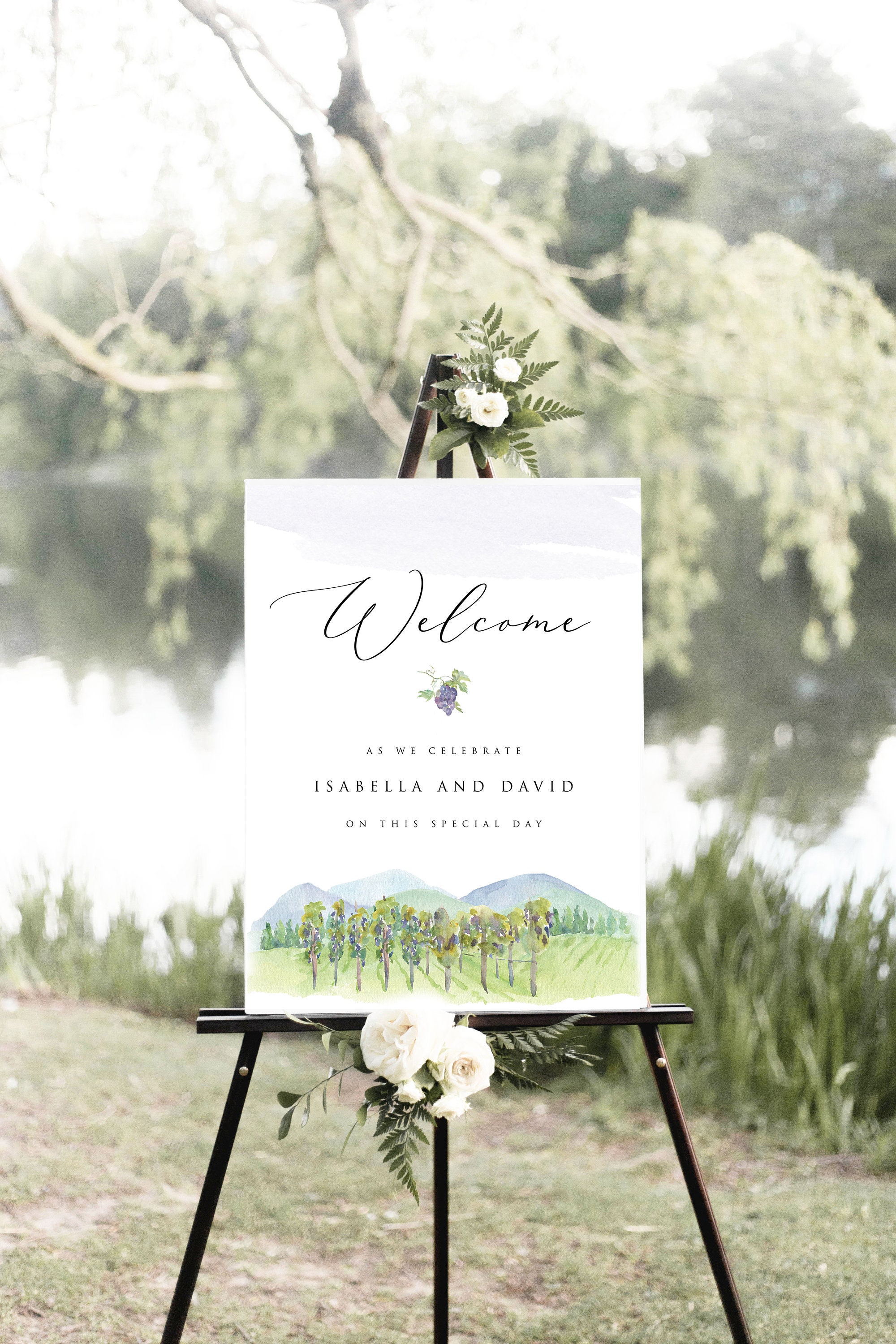 Charming Vineyard Wedding Welcome Sign, Vow Renewal Welcome Sign ...