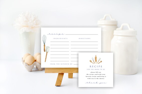 Kitchen Shower Recipe Card and Recipe Request Insert Edit in - Etsy