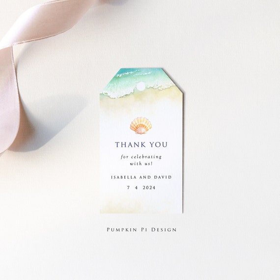 Sea Shell Favor Tag Template Edit in Templett Wedding Shower - Etsy