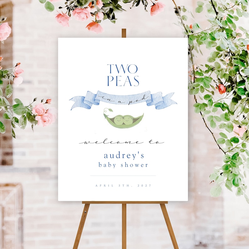 Welcome Sign, Baby Shower Welcome Sign, Twins Baby Shower Sign, Two ...