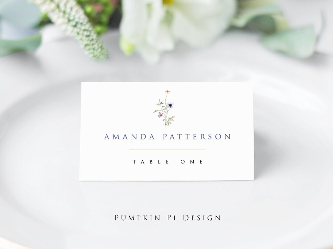 Place Card Template Wildflower Floral Try Before Purchase - Etsy