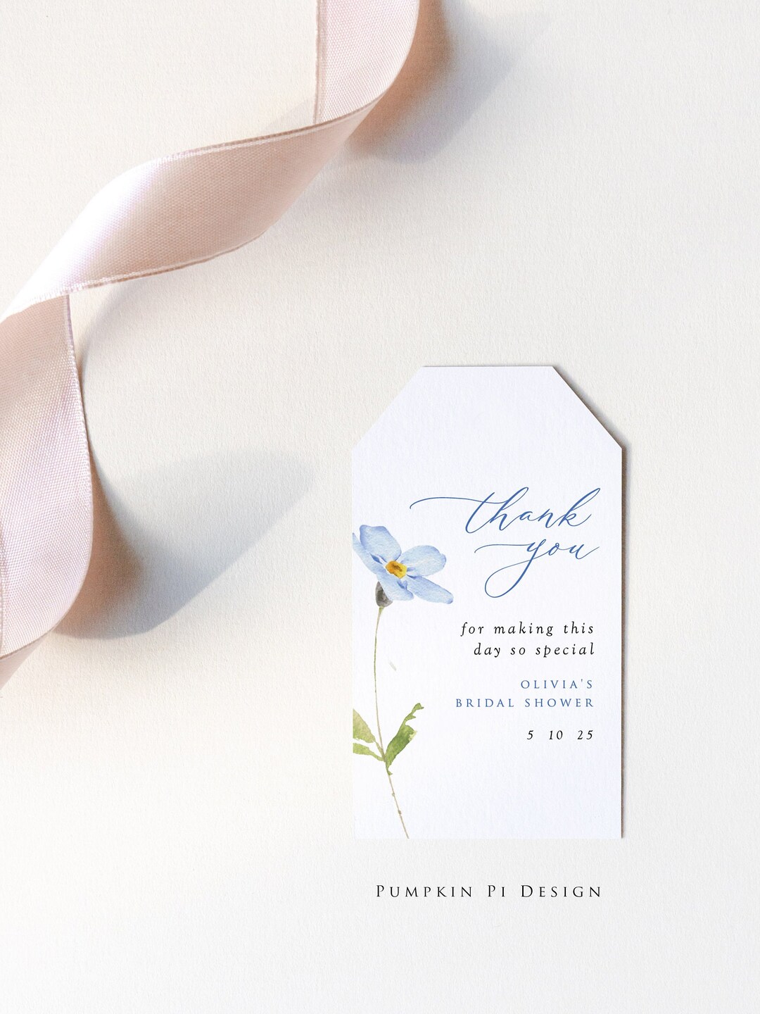 Something Blue Favor Tag, Blue Floral Gift Tag, Something Blue Bridal ...