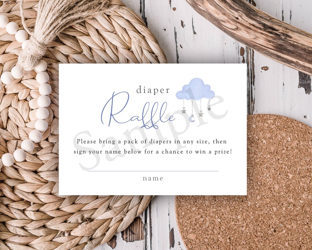 Diaper Raffle Card, Diaper Raffle, Sweet Baby Boy Diaper Raffle, Edit ...