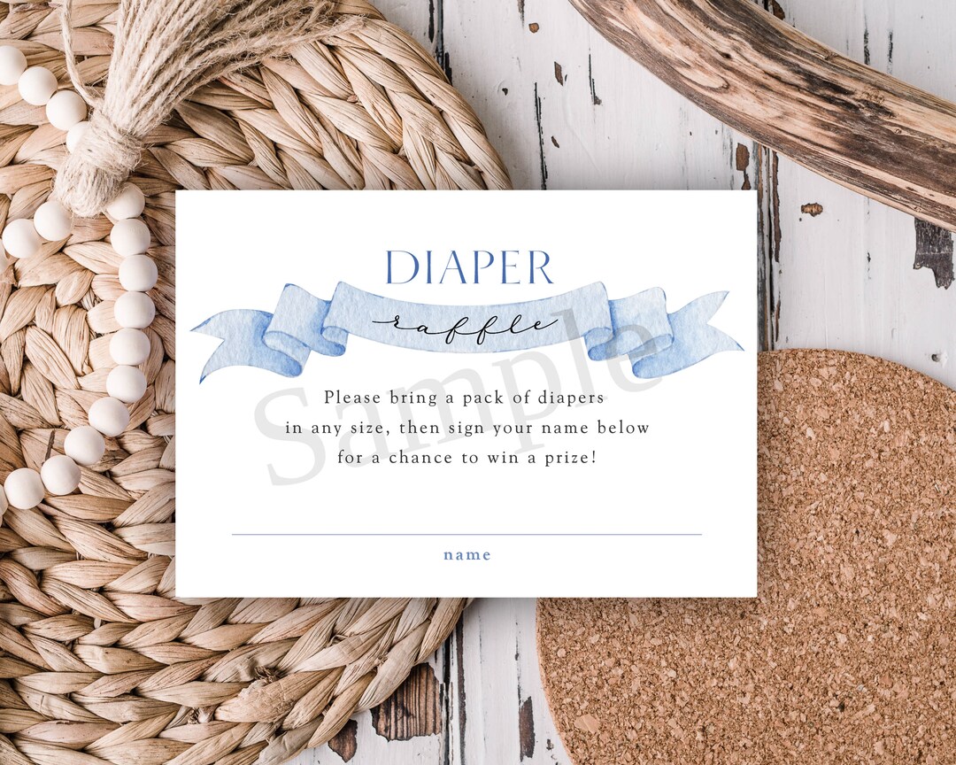Diaper Raffle Card, Diaper Raffle, Baby Boy Diaper Raffle, Edit in ...
