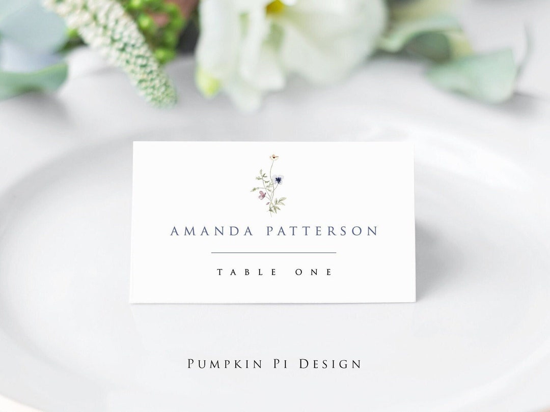 Wildflower Place Card Template, Floral Wedding (digital Download) - Etsy