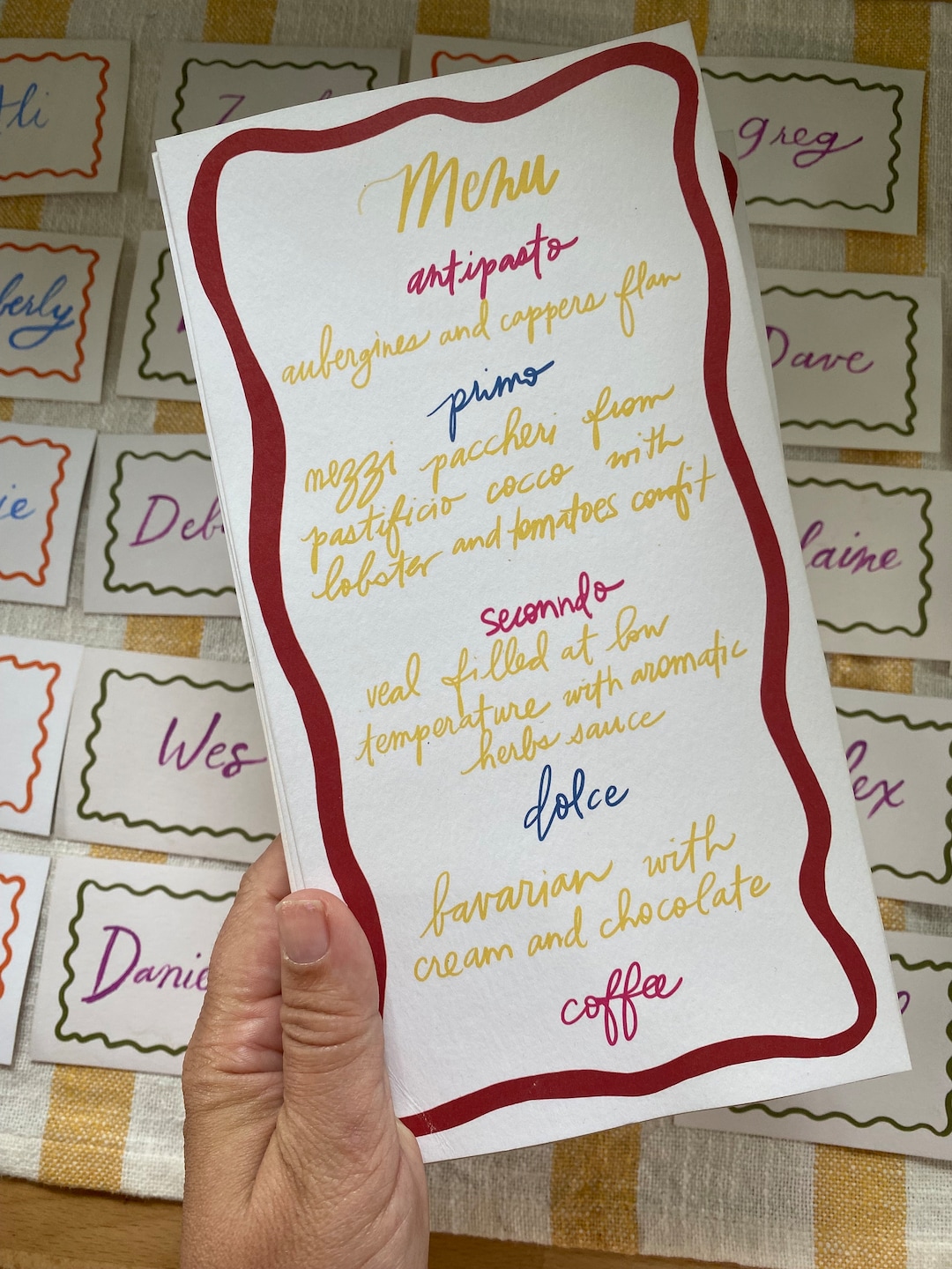 Squiggle Handwritten Menus | Wedding | Special Events | Baby Showers ...