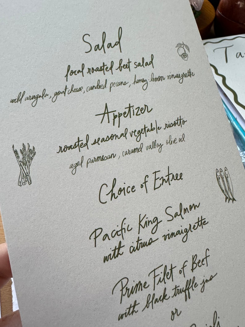Handwritten Menus With Illustrations | Wedding | Special Events | Baby ...