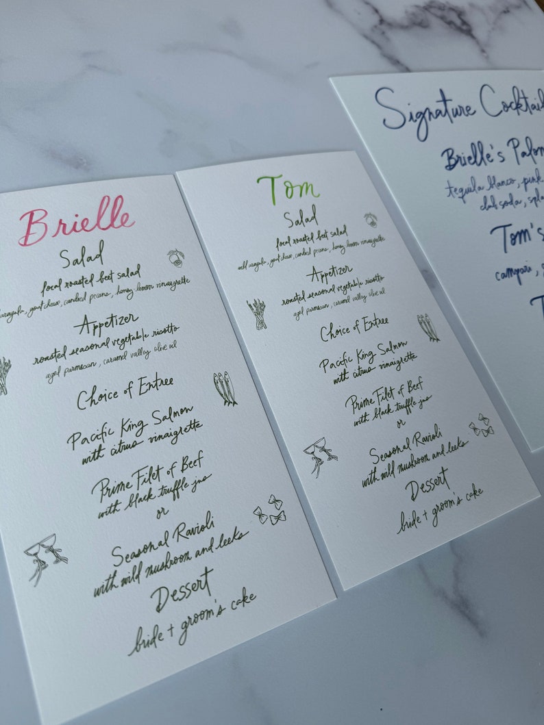 Handwritten Menus With Illustrations | Wedding | Special Events | Baby ...