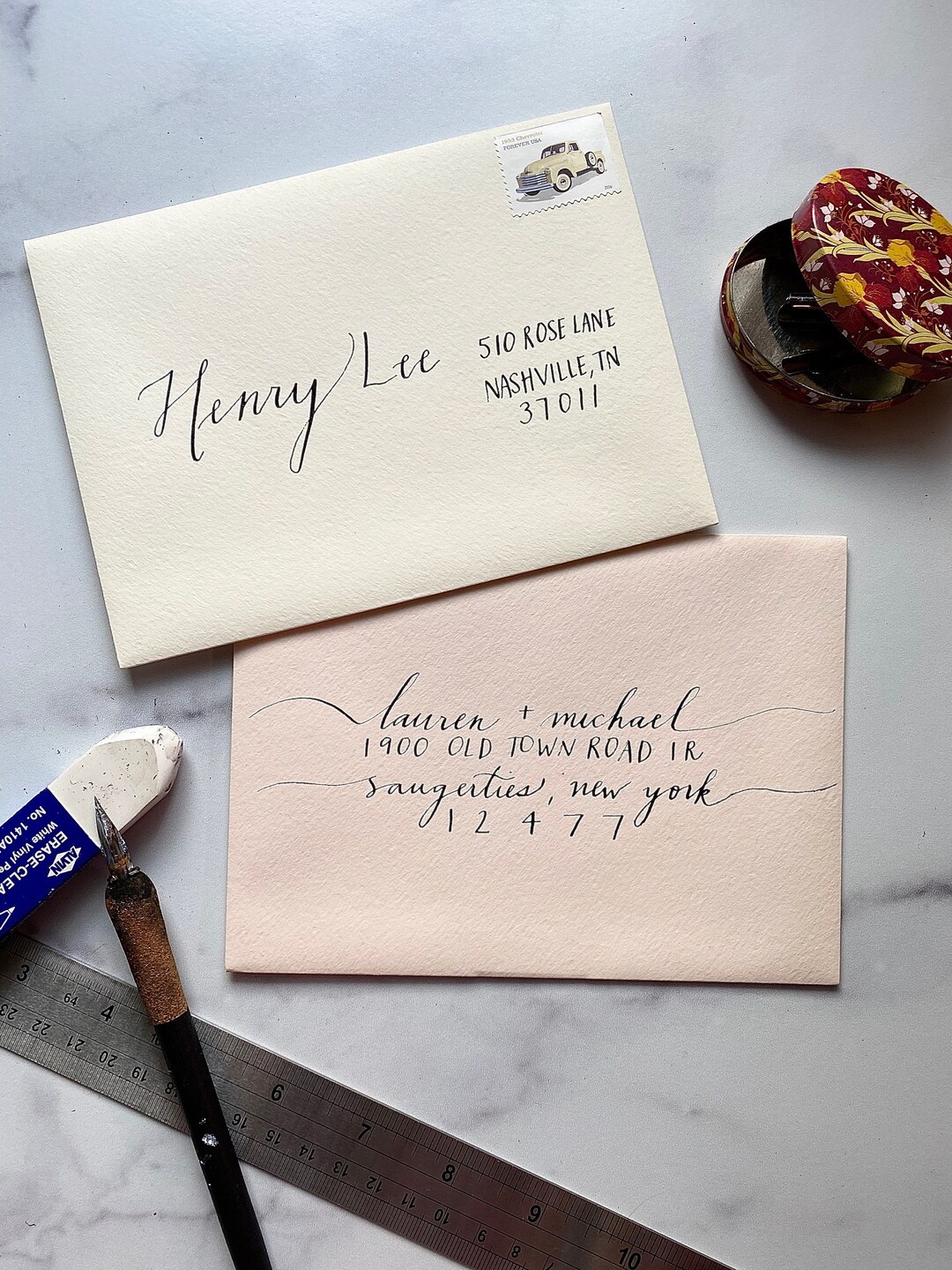 Custom Calligraphy Outer Envelopes Wedding Thank You - Etsy