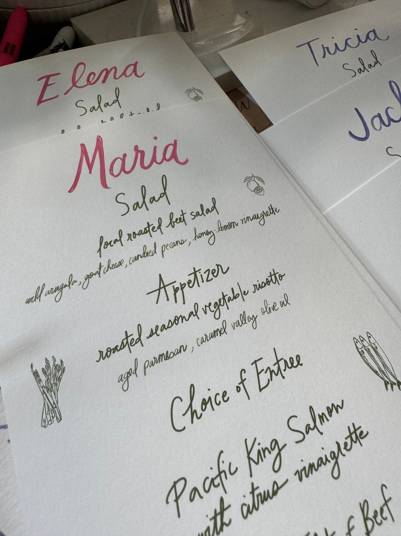 Handwritten Menus With Illustrations | Wedding | Special Events | Baby ...