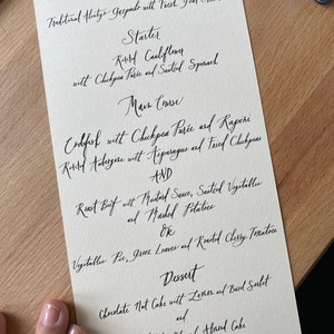 Custom Calligraphy Menus | Wedding | Special Events | Baby Showers ...