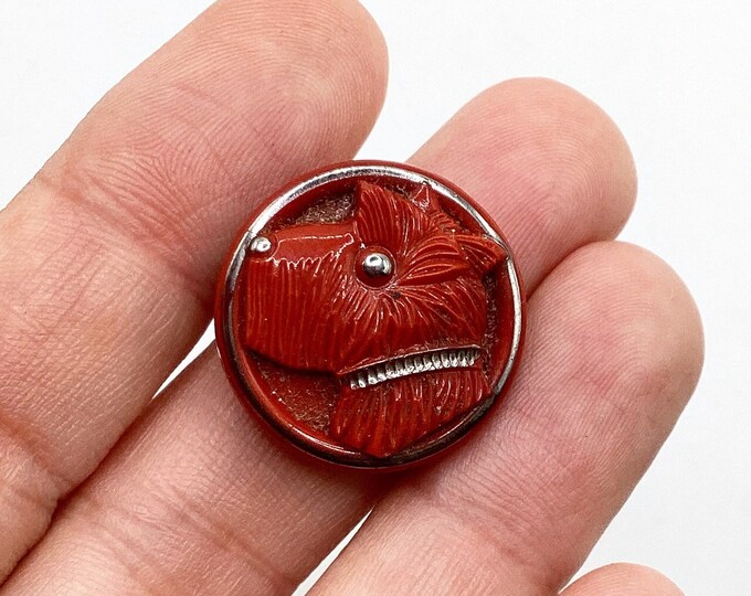 Red Scotty Dog Button, Art Deco Period. - Etsy