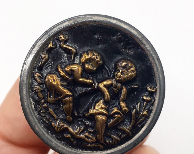 Antique, Victorian, Picture Button With Pair of Cherubs, 1880s, German ...