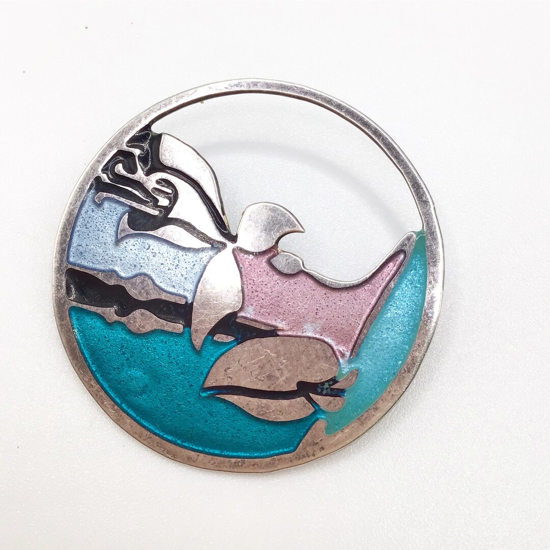 Vintage, Pat Cheney, Sterling Silver and Enamel Flower Brooch. - Etsy UK