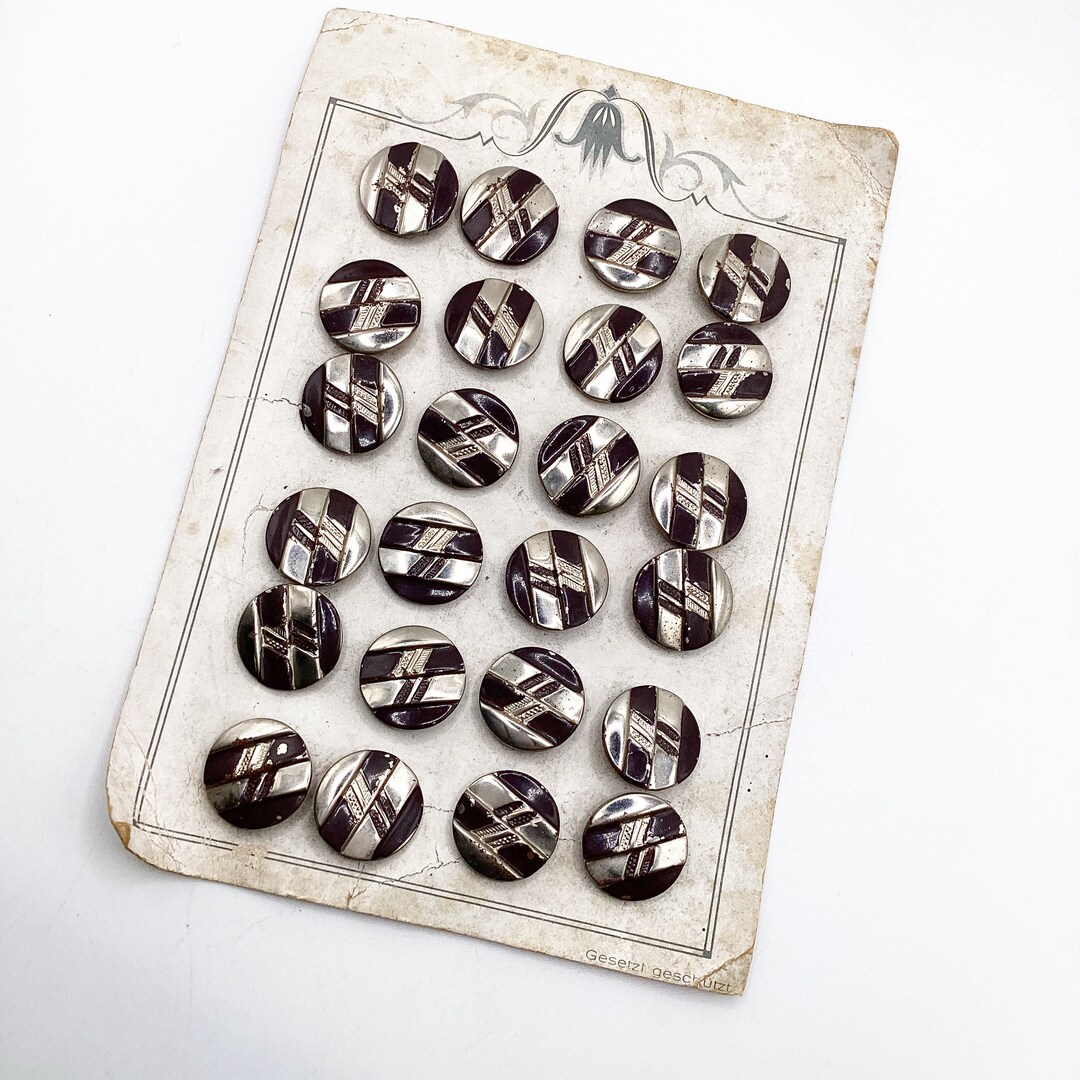 Card of Art Deco Buttons in Enamelled Geometric Design AF - Etsy