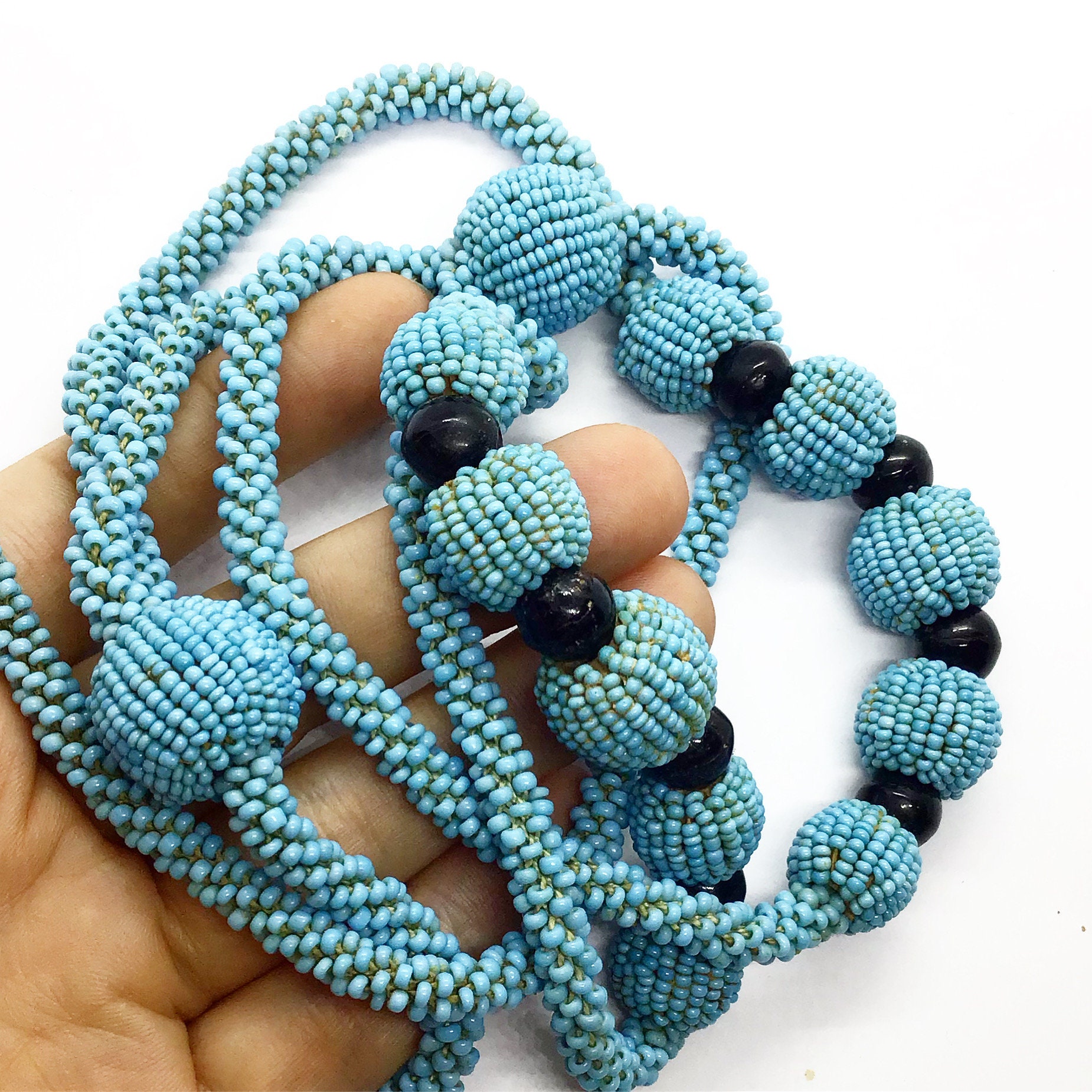 Art Deco Seed Bead Rope Necklace. - Etsy