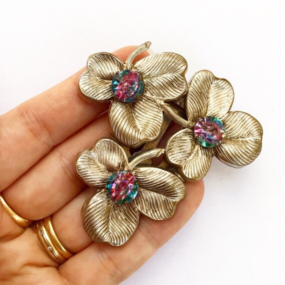 Art Deco, iris glass, clover leaf dress clip, large s… - Gem