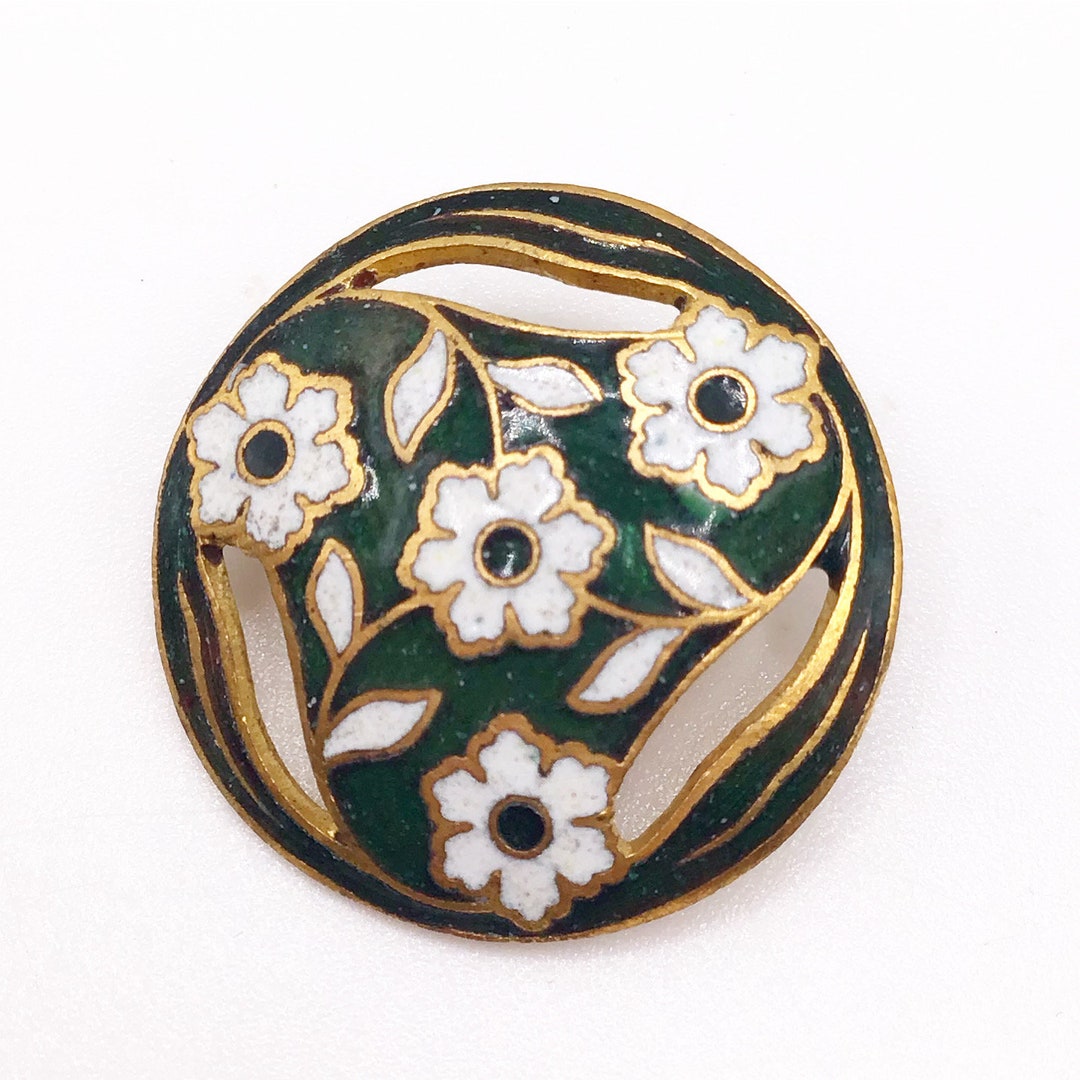 Antique French Enamel Button 1800s Floral Button. 2.3 Cm. - Etsy