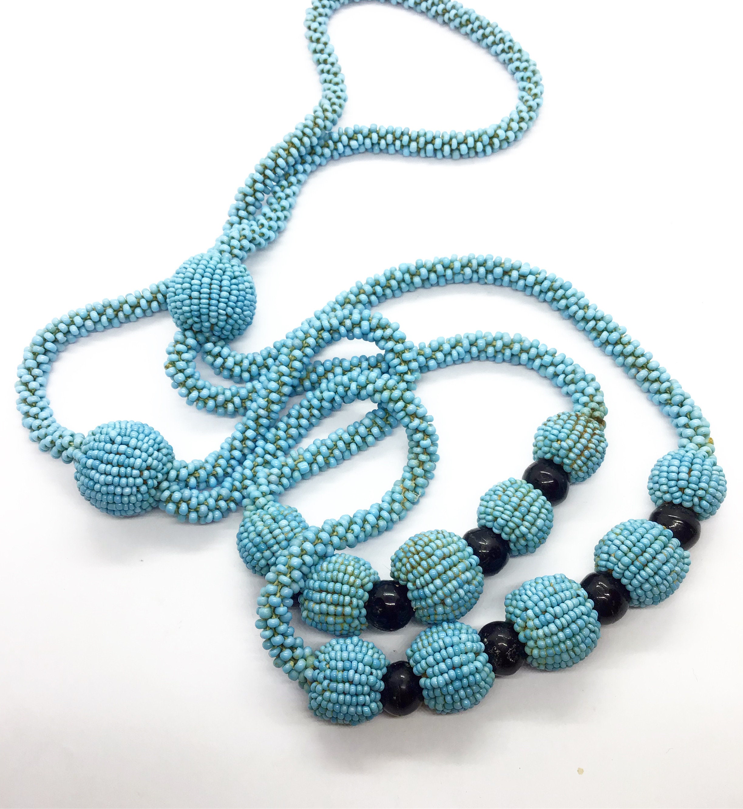 Art Deco Seed Bead Rope Necklace. - Etsy