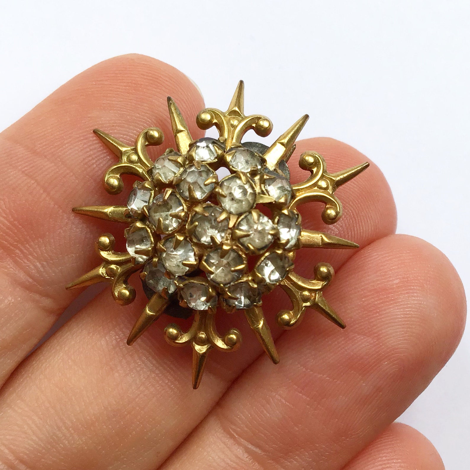 Antique Victorian star brooch rolled gold and paste. | Etsy