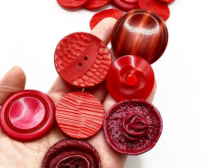 Lot of Vintage Coat Buttons in Red Tones. - Etsy