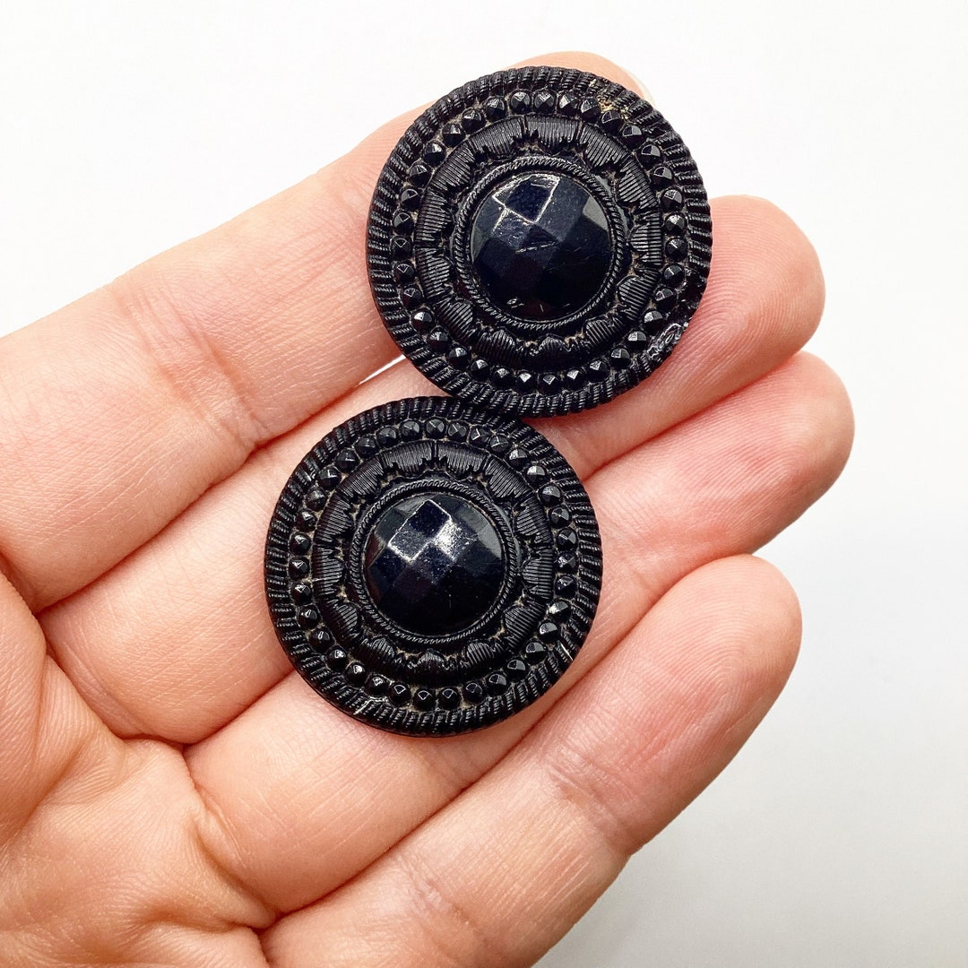 Antique French Jet Mourning Button Pair, Victorian. - Etsy