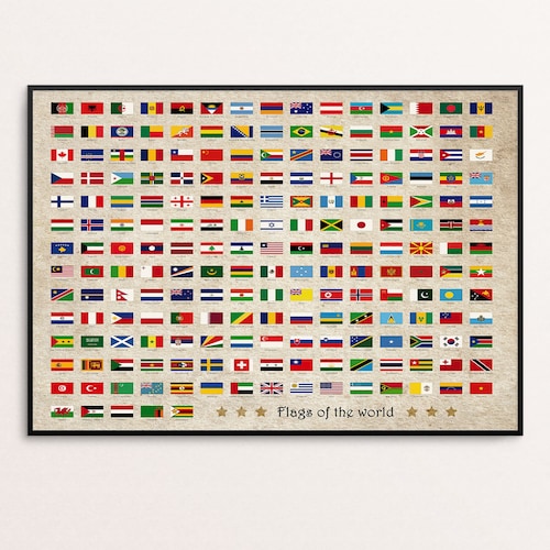 Flags of the World Poster Vintage Style World Flags Art - Etsy