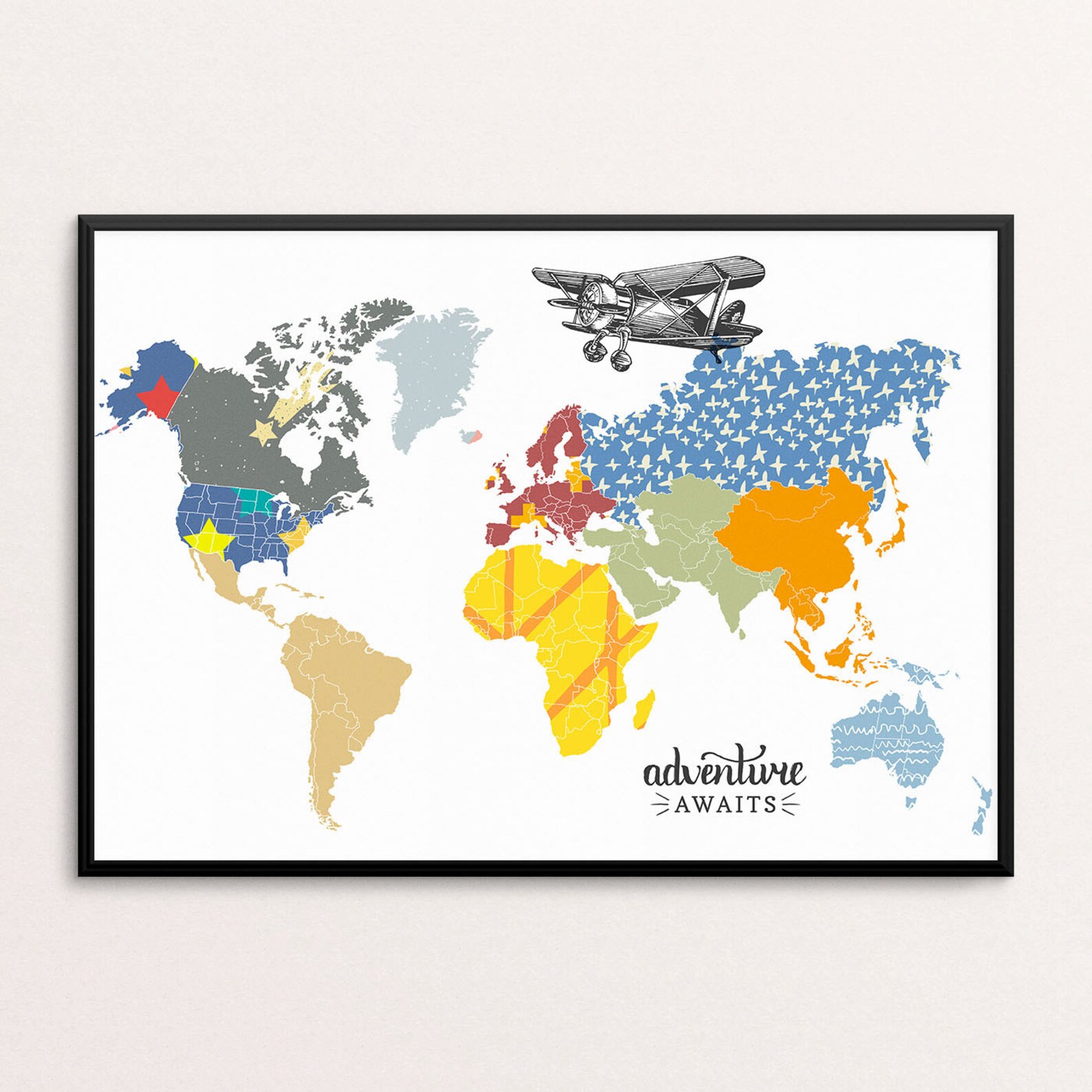 Aviation World Map World Map for Kids Airplane Nursery - Etsy