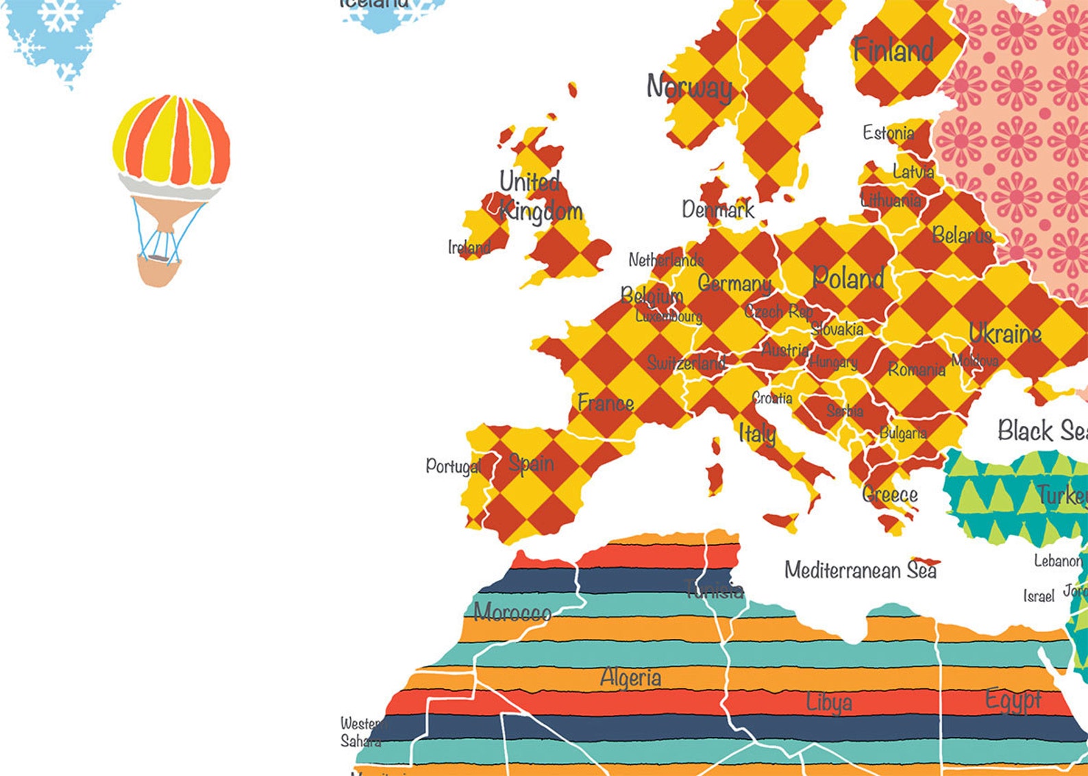 Kids World Map With Countries Large Kids World Map Poster - Etsy