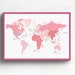 Girls World Map Poster Pink, Baby Girls Room Decor, Nursery Prints ...