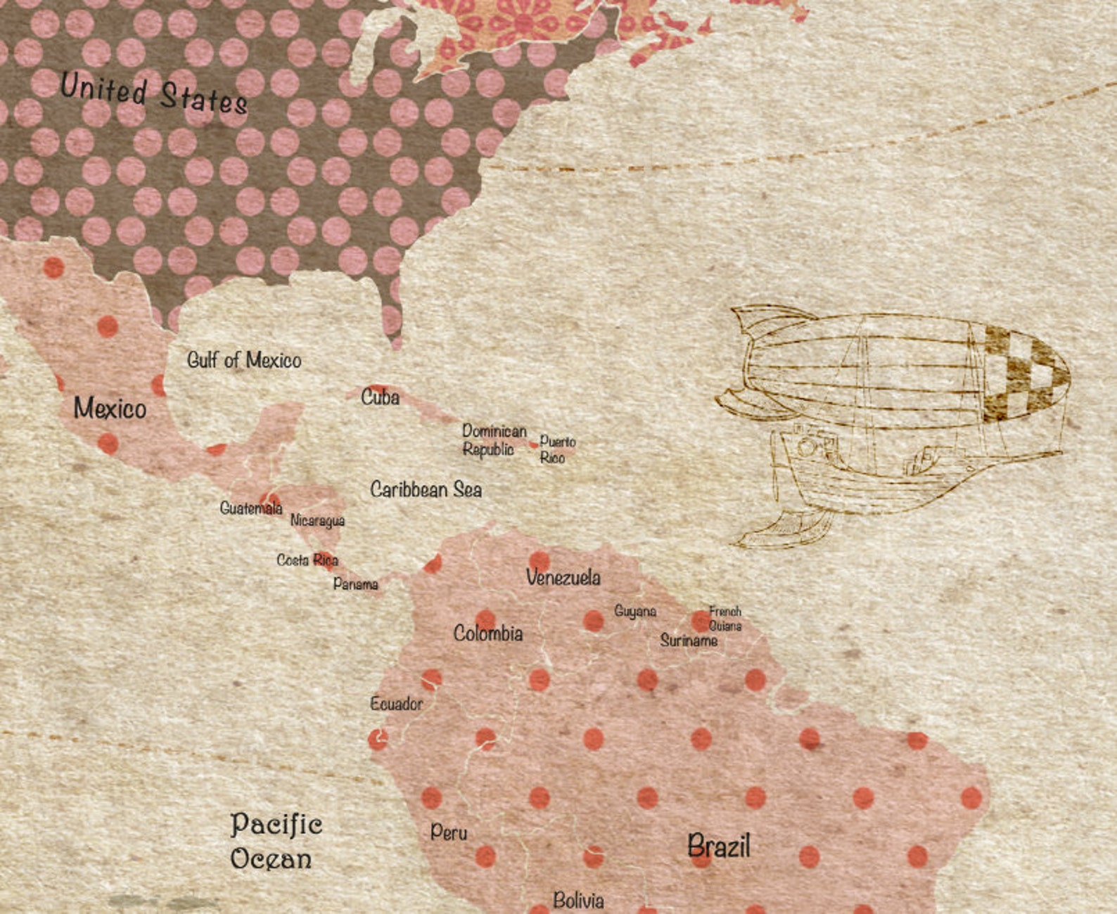 Girl's Vintage World Map Pink Girls Room Decor - Etsy