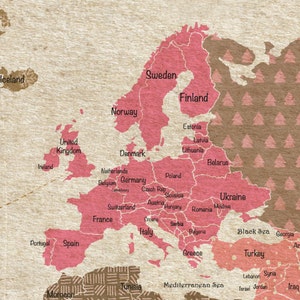 Girl's Vintage World Map Pink, Girls Room Decor, Children's World Map ...