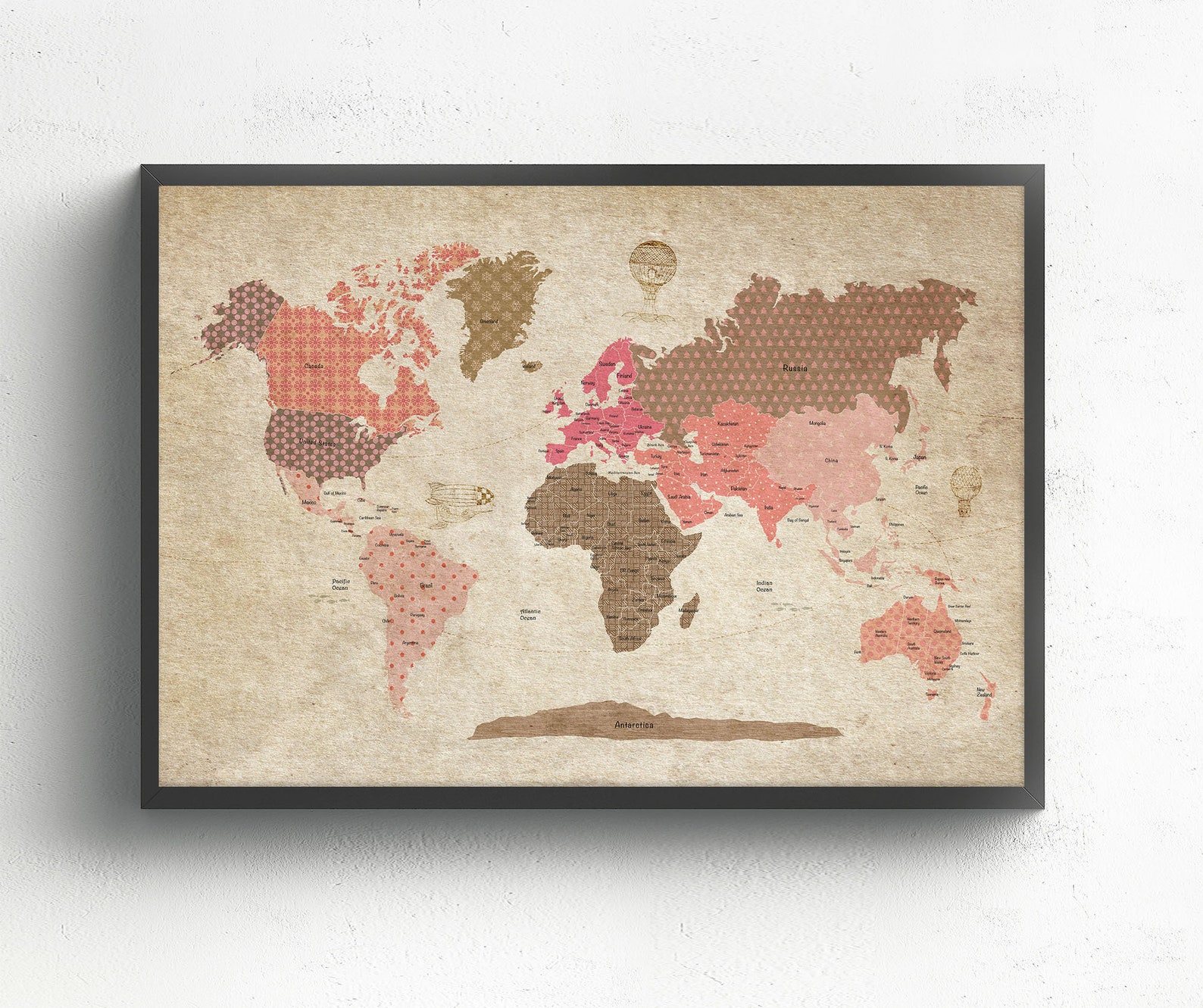Girl's Vintage World Map Pink Girls Room Decor - Etsy