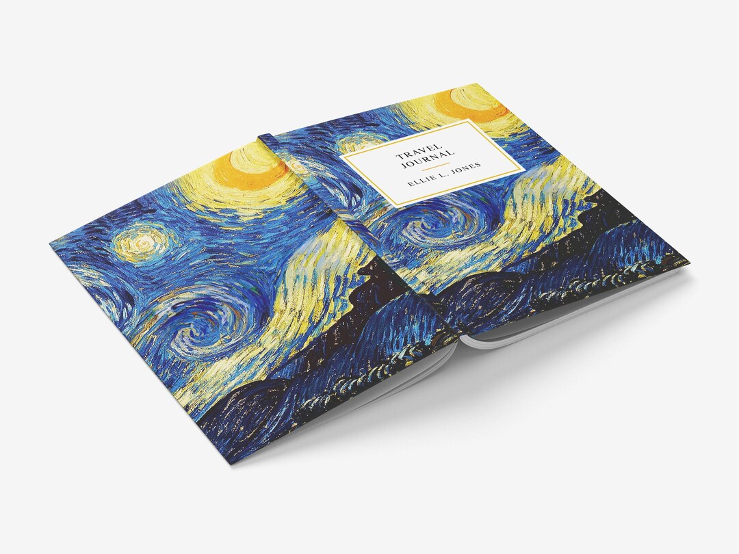 Starry Night Notebook, Personalised Blank Lined Hardcover A5 Sketchbook ...