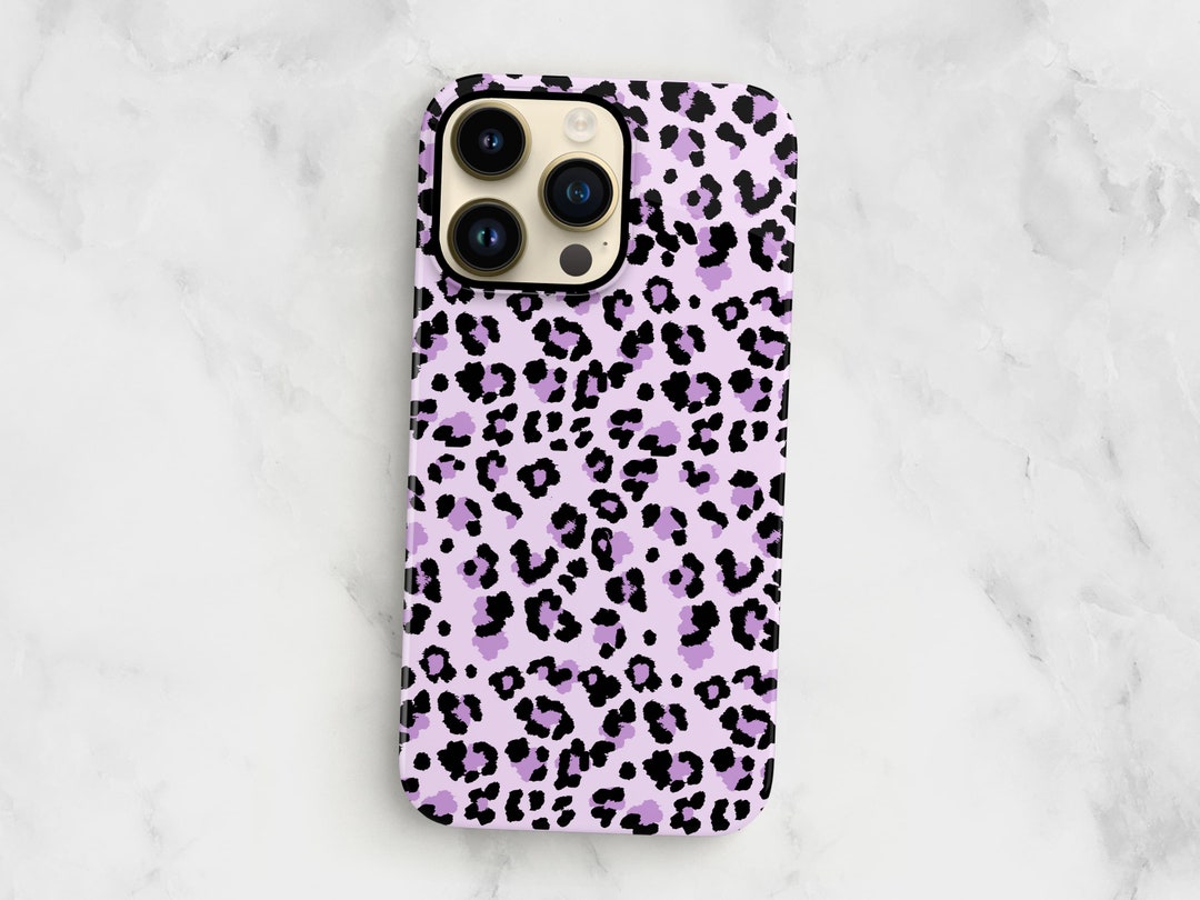 Purple Leopard Print iPhone 13 Case, 14 Pro / 12 Mini / 11 / Samsung ...