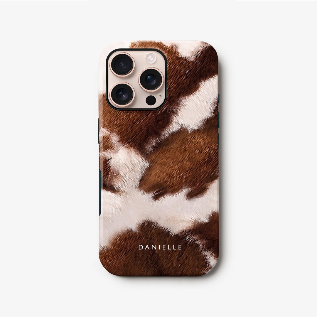 Personalised Cowhide Phone Case, iPhone 16, 15, 14, 13, 12, Country ...