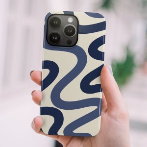 Wavy Lines Iphone 14 Pro Max Case Dark Blue Abstract Pattern - Etsy