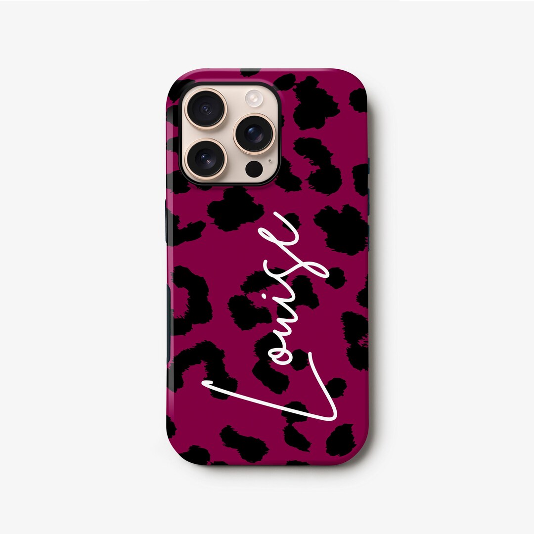 Burgundy iPhone 16 Case, Leopard Print 13, 12, 14 Pro Max Cover ...