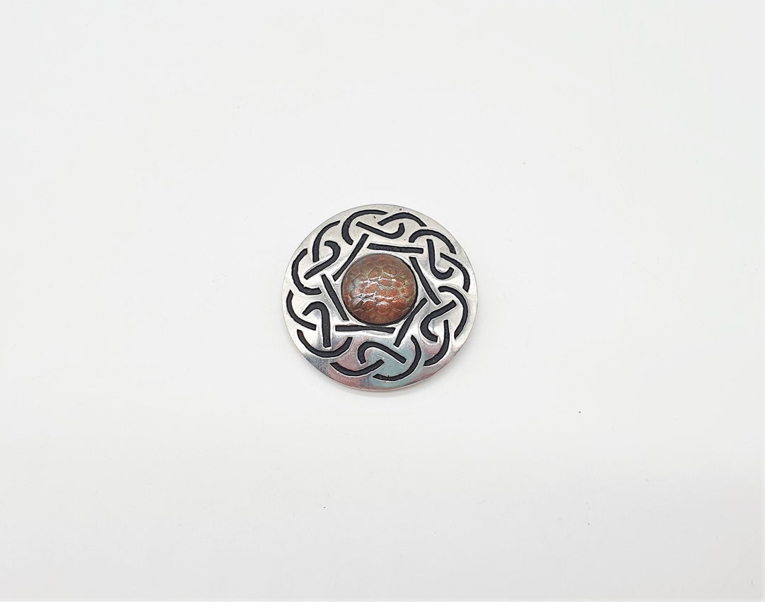 Vintage St Justin of Cornwall Pewter and Copper Brooch, Celtic Shield ...