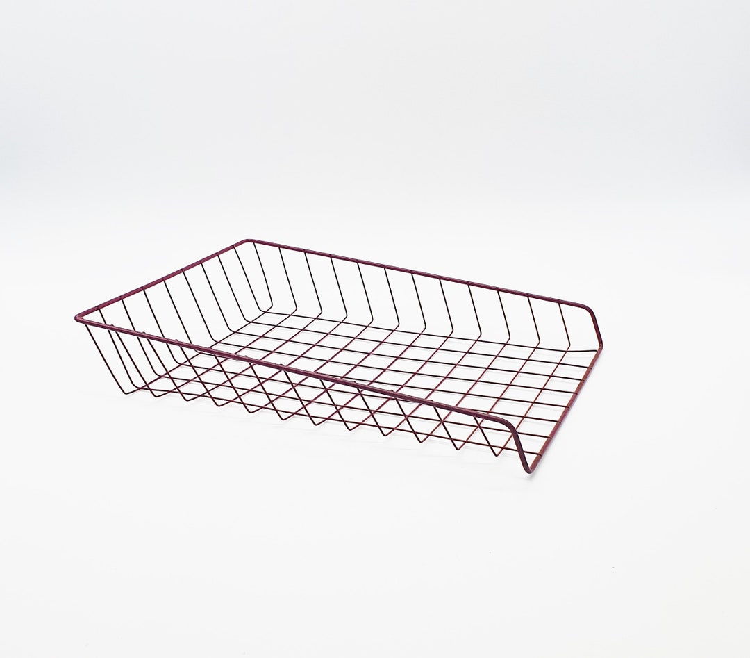 Vintage Purple Metal Wire Tray, NOS Wire Desk In-tray Basket, Retro ...