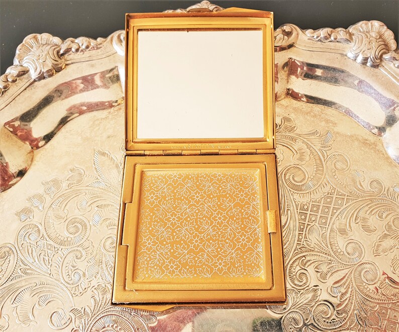 Stratton Vintage Small Square Powder Compact Gold Tone - Etsy