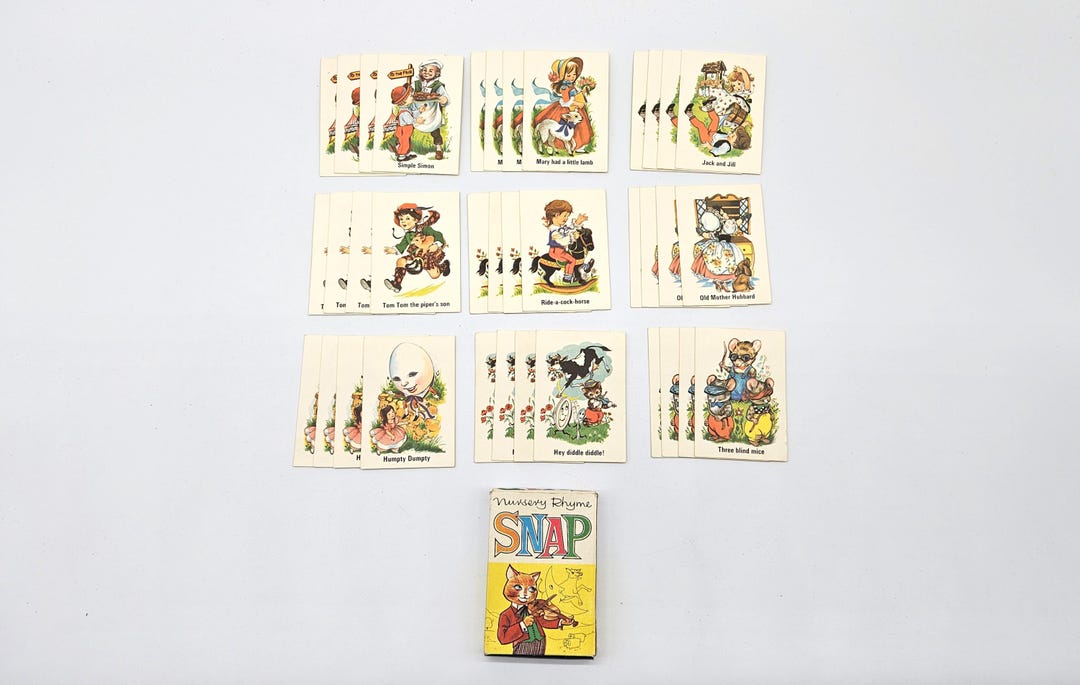 Vintage Nursery Rhyme Snap Cards, Various Characters, Arrow Games, Full ...