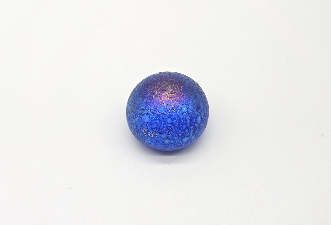 Beautiful Cobalt Blue Iridescent Glass Paperweight, Small Oil Spot Art ...