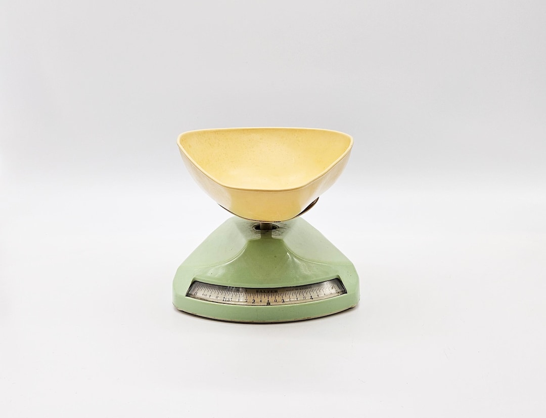 Vintage Salter No 33 Scale, Pale Sage Green and Yellow Kitchen Weighing ...