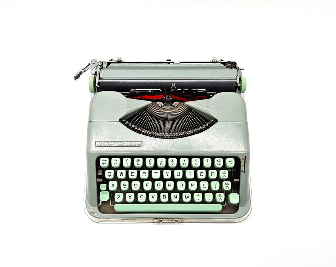 Vintage Hermes Baby Typewriter, Rare Duck Egg Blue With Mint Green Keys ...