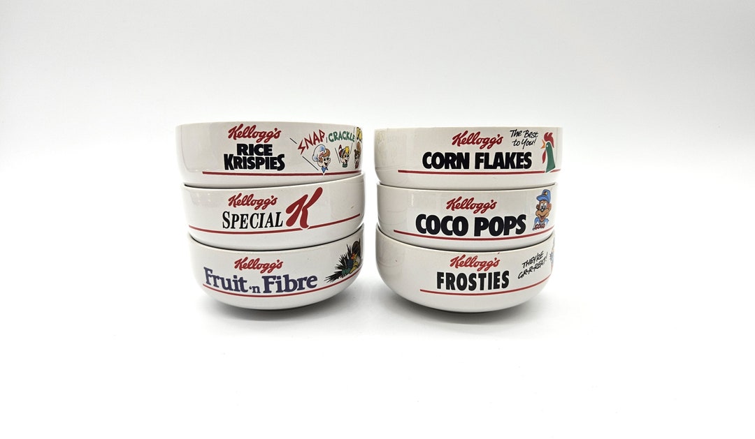 6 Vintage 1986 Kelloggs Cereal Bowls, Set of 1980s Breakfast Bowls ...