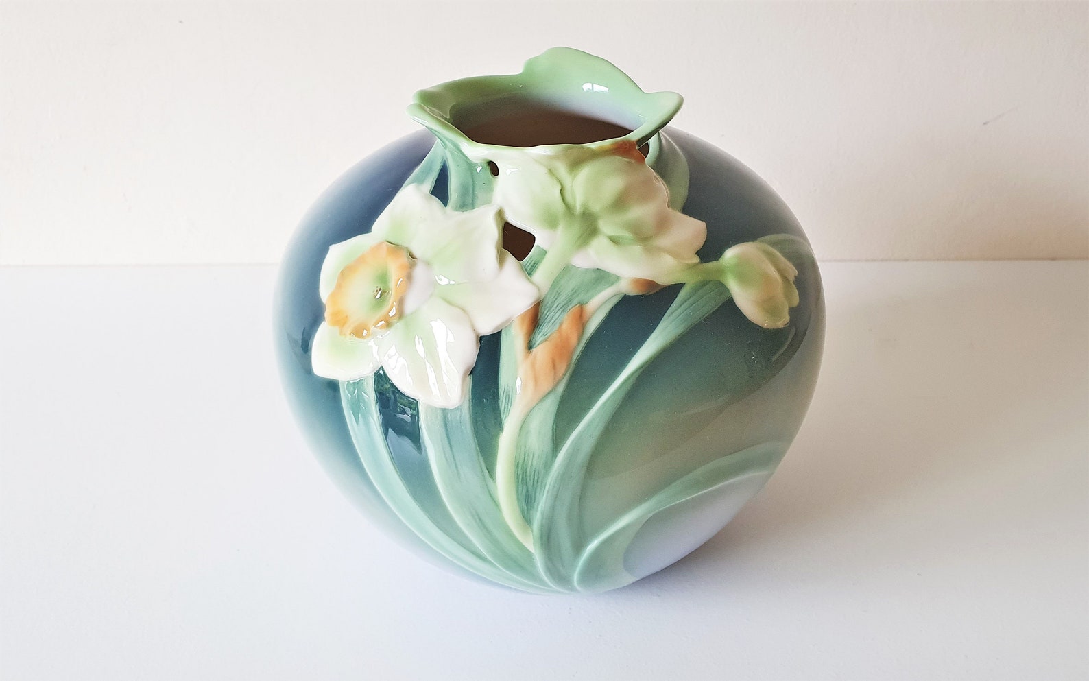 Franz Daffodil Vase Large Floral Fine Porcelain Planter | Etsy