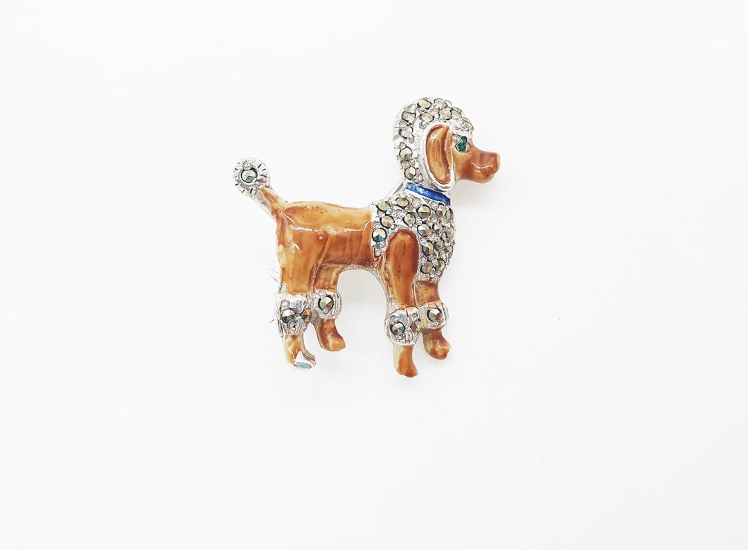 Vintage Dog Pin, Poodle Brooch, Vintage Jewellery, Painted Metal and ...