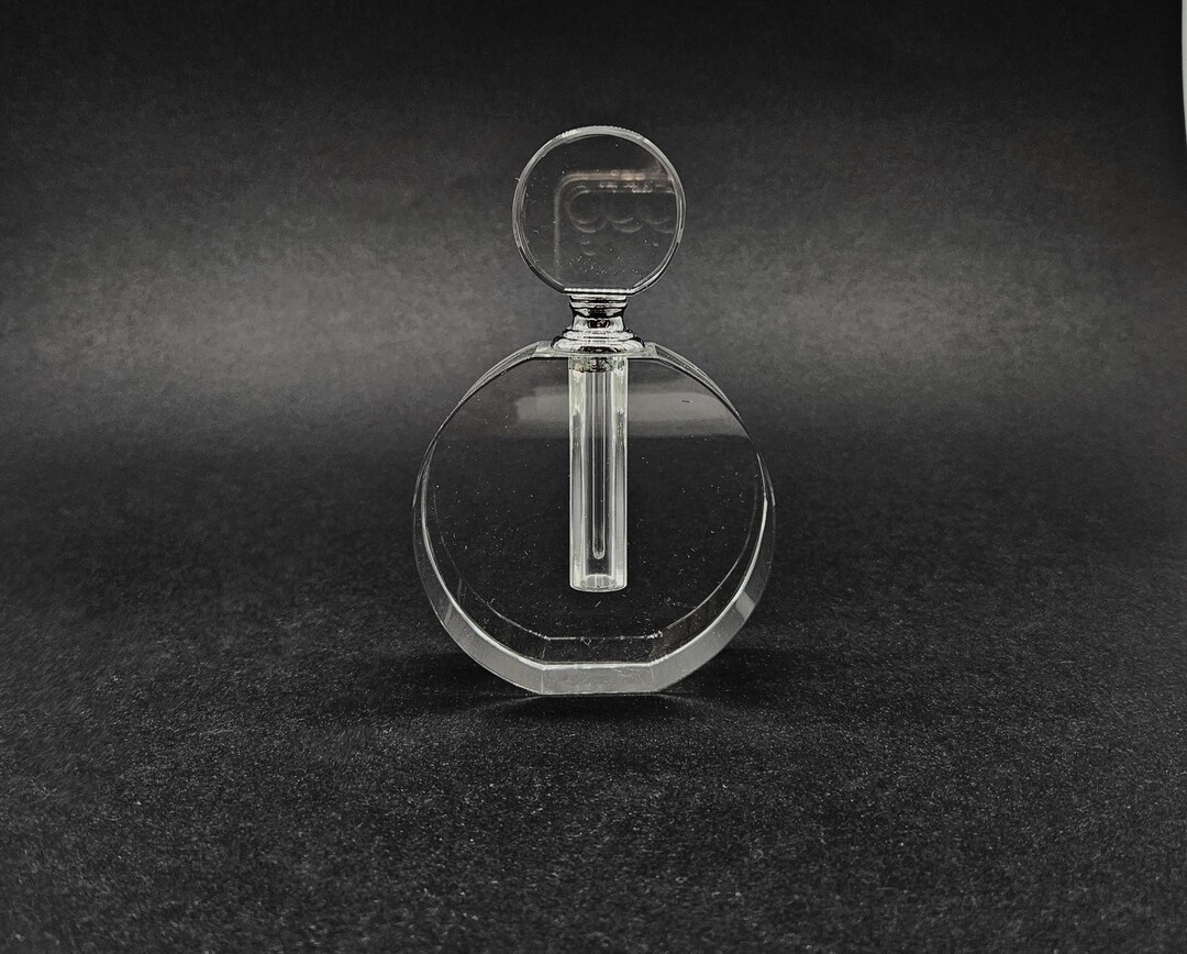 Vintage Glass Perfume Bottle, Circular Empty Scent Bottle, Gift for Her ...